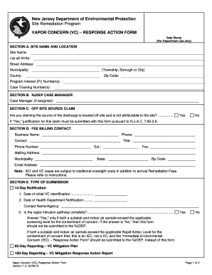 Fillable Online VAPOR CONCERN (VC) RESPONSE ACTION FORM Fax Email Print ...