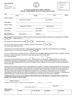 Fillable Online SPECIAL WORK PERMIT REACTIVATION APPLICATION Fax Email ...