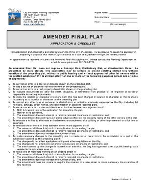 Fillable Online This application and checklist is provided as a service of the City of Leander ...