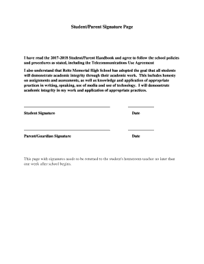 Fillable Online Student/Parent Signature Page Fax Email Print - pdfFiller