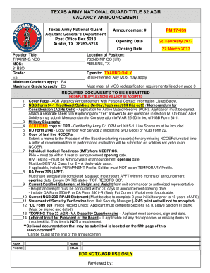 Fillable Online TEXAS ARMY NATIONAL GUARD TITLE 32 AGR Fax Email Print ...