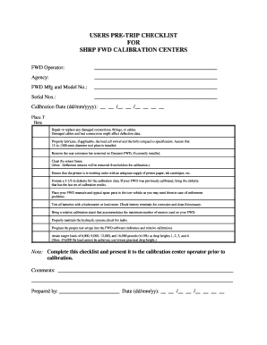 Fillable Online USERS PRE-TRIP CHECKLIST Fax Email Print - pdfFiller