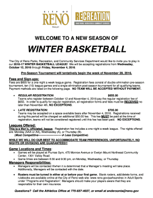 Fillable Online The City of Reno Parks, Recreation, and Community ...