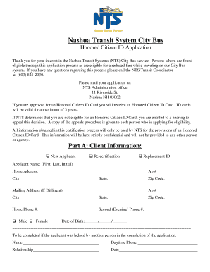 Fillable Online Nashua Transit System City Bus Fax Email Print - pdfFiller
