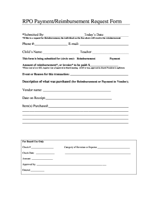 Fillable Online RPO Payment/Reimbursement Request Form Fax Email Print ...