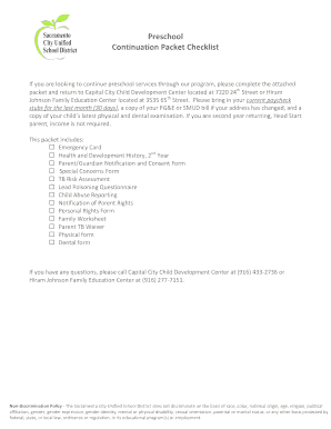 Fillable Online Continuation Packet Checklist Fax Email Print - pdfFiller