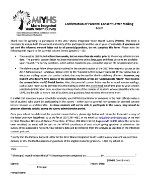 Fillable Online Confirmation of Parental Consent Letter Mailing Fax ...
