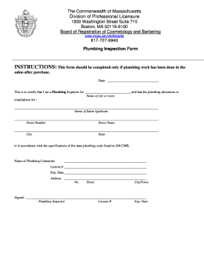 Fillable Online Plumbing Inspection Form Fax Email Print - pdfFiller