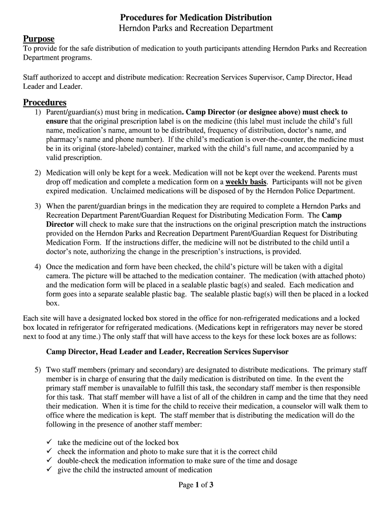 Fillable Online Procedures for Medication Distribution Fax Email Print ...