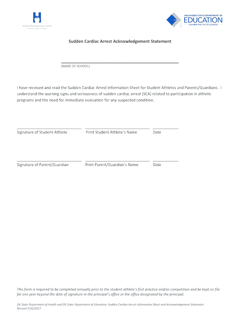 Fillable Online Sudden Cardiac Arrest Information Sheet Fax Email Print ...