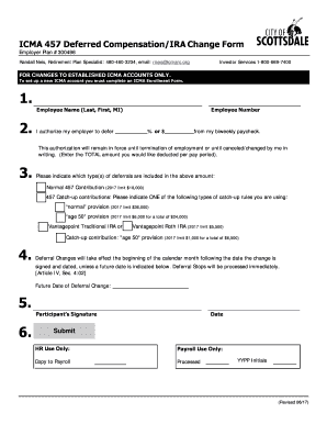 Fillable Online ICMA 457 Deferred Compensation/IRA Change Form Fax ...
