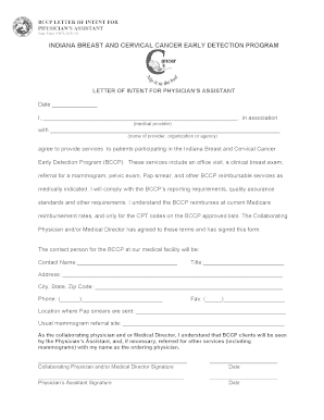 Fillable Online BCCP LETTER OF INTENT FOR Fax Email Print - pdfFiller