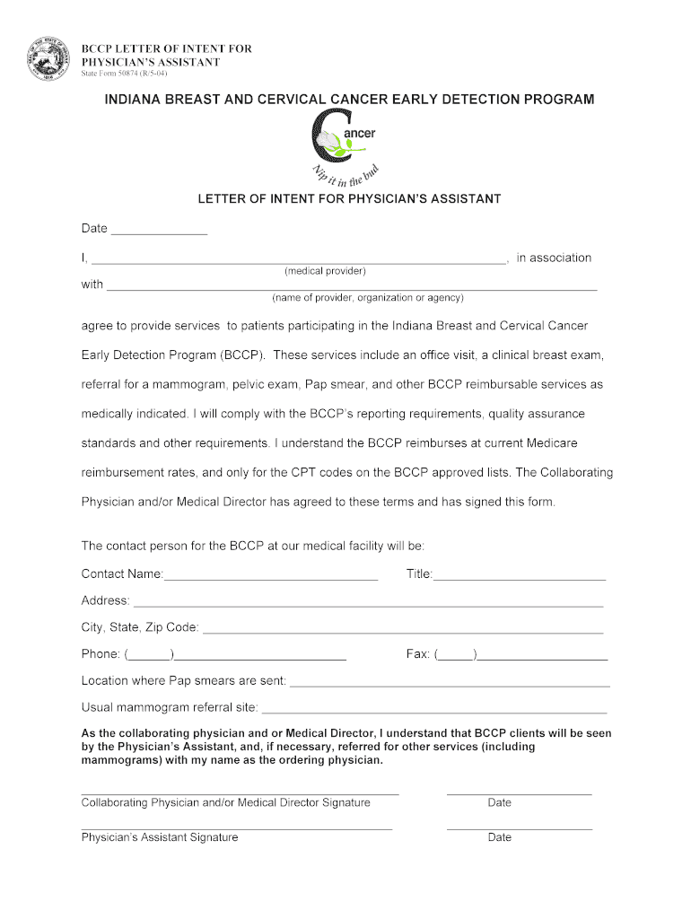 Fillable Online BCCP LETTER OF INTENT FOR Fax Email Print - pdfFiller