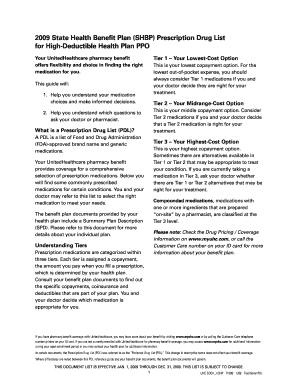 Fillable Online 2009 State Health Benefit Plan (SHBP) Prescription Drug ...