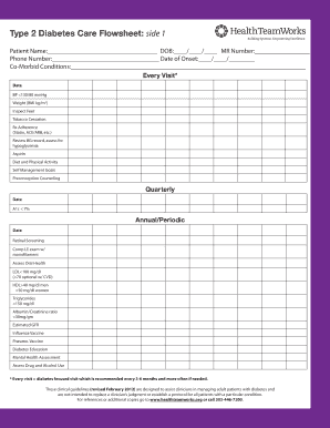 Fillable Online Type 2 Diabetes Care Flowsheet: side 1 Fax Email Print ...