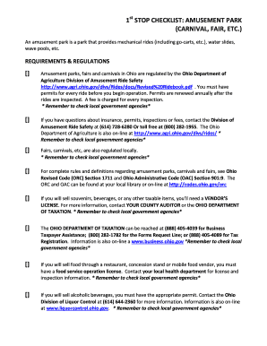 Fillable Online 1st STOP CHECKLIST: AMUSEMENT PARK Fax Email Print ...