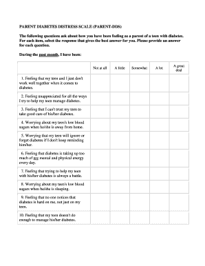 Fillable Online PARENT DIABETES DISTRESS SCALE (PARENT-DDS) Fax Email ...