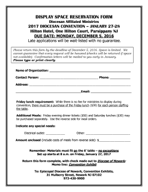 Fillable Online DISPLAY SPACE RESERVATION FORM Fax Email Print - pdfFiller