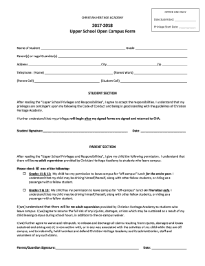 Fillable Online Upper School Open Campus Form Fax Email Print - pdfFiller