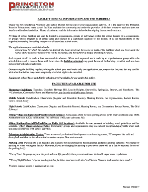 Fillable Online FACILITY RENTAL INFORMATION AND FEE SCHEDULE Fax Email ...
