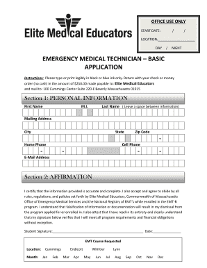 Fillable Online EMERGENCY MEDICAL TECHNICIAN BASIC Fax Email Print ...