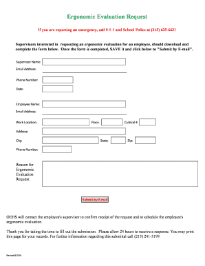 Fillable Online Ergonomic Evaluation Request Fax Email Print - pdfFiller