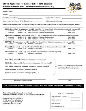 Fillable Online USCSD Application for Summer School 2015 Sessions Fax ...
