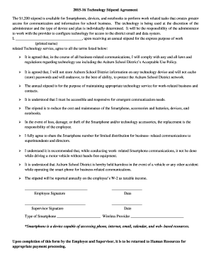 Fillable Online 2015-16 Technology Stipend Agreement Fax Email Print ...