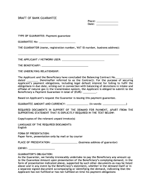 Fillable Online DRAFT OF BANK GUARANTEE Fax Email Print - pdfFiller