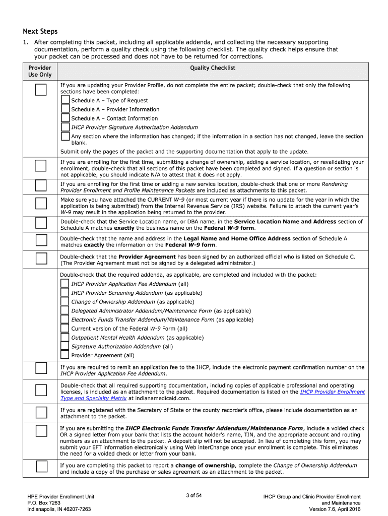 Fillable Online IHCP Group and Clinic Provider Enrollment and Profile ...