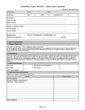 Fillable Online INTERNAL AUDIT REPORT - SIAM LUCKY MARINE Fax Email ...