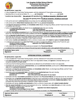 Fillable Online P-CARD HOLDER AGREEMENT Fax Email Print - pdfFiller
