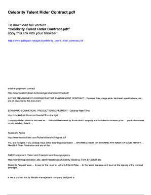 Fillable Online Celebrity Talent Rider Contract Fax Email Print - pdfFiller