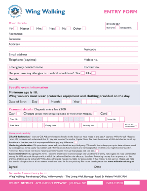 Fillable Online Wing Walking Fax Email Print - pdfFiller