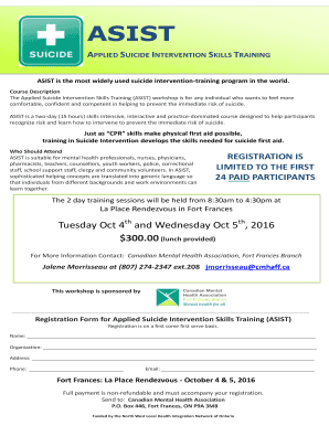 Fillable Online ASIST is the most widely used suicide intervention ...