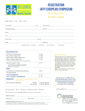 Fillable Online IAFP EUROPEAN SYMPOSIUM Fax Email Print - pdfFiller