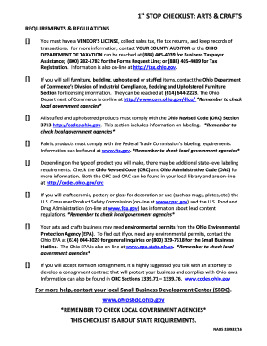 Fillable Online 1st STOP CHECKLIST: ARTS & CRAFTS Fax Email Print ...