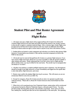 Fillable Online Student Pilot and Pilot Renter Agreement Fax Email ...