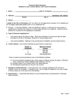 Fillable Online Affidavit of Low Income Senior/Low Income Disability ...