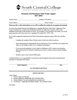 Fillable Online Financial Aid Maximum Time Frame Appeal Fax Email Print ...