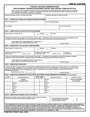 Fillable Online POST-ACCIDENT TESTING BLOOD/URINE CUSTODY AND CONTROL ...