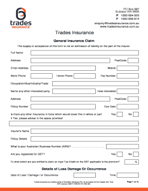 Fillable Online General Insurance Claim Fax Email Print - pdfFiller