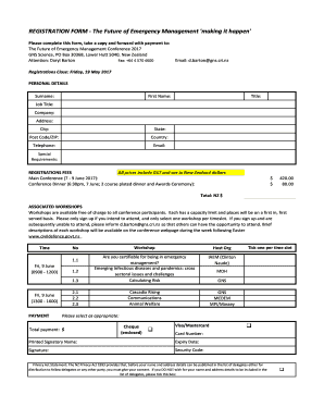 Fillable Online REGISTRATION FORM - The Future of Emergency Management ...