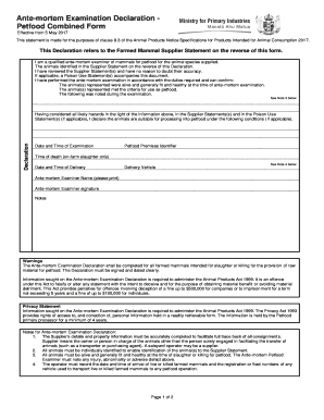 Fillable Online mpigovtnz cwp govt Ante-mortem Examination Declaration ...
