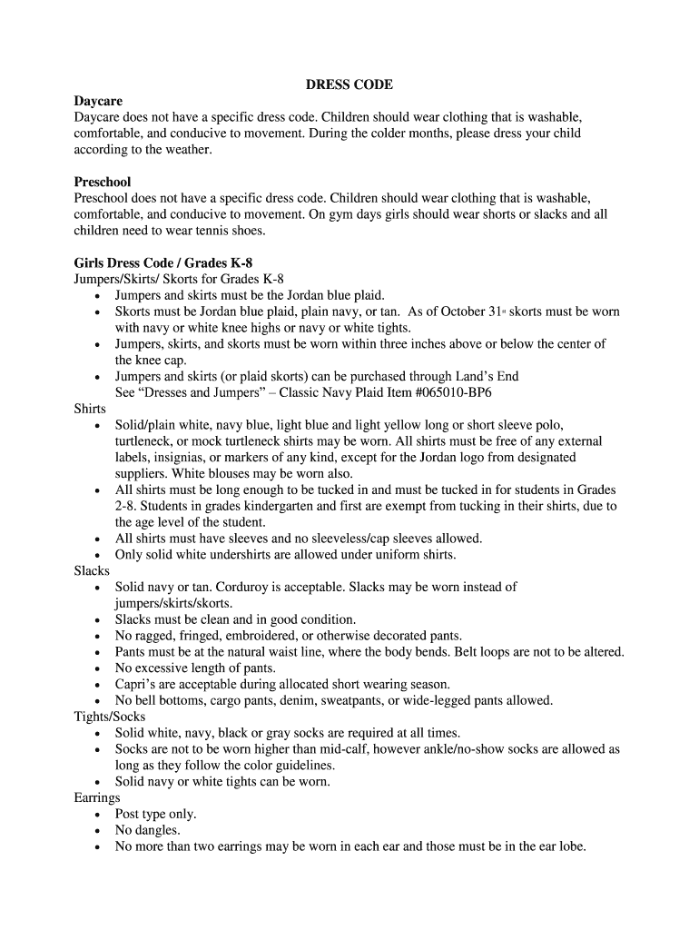 Fillable Online Daycare does not have a specific dress code Fax Email ...