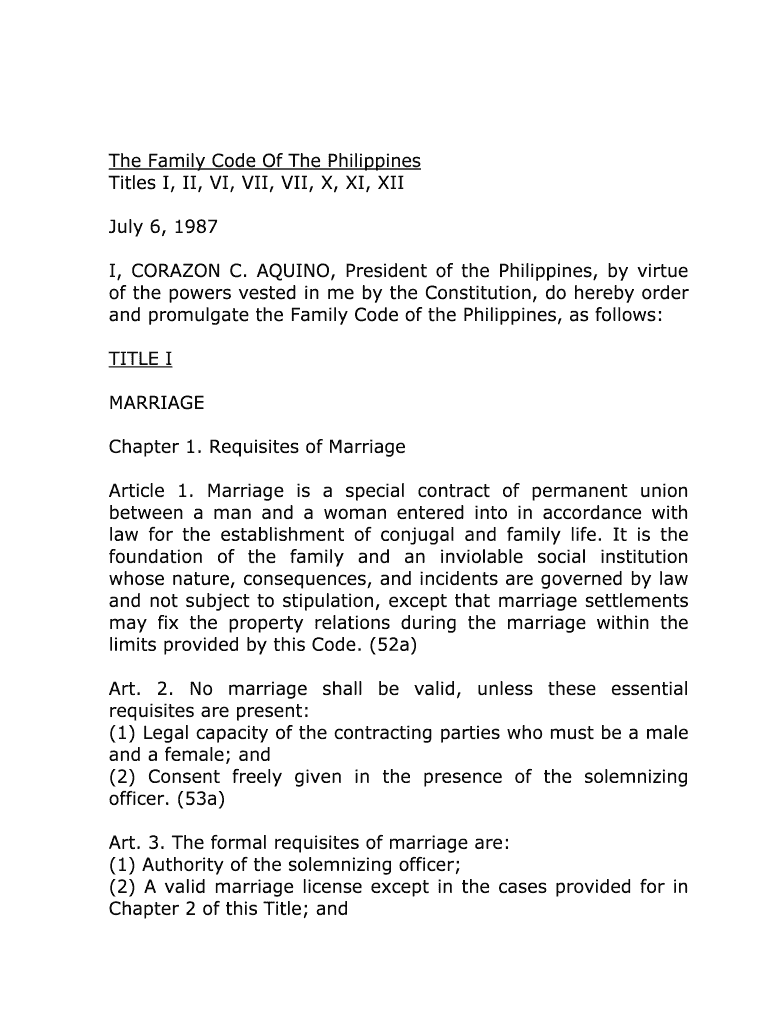 Fillable Online The Family Code Of The Philippines Fax Email Print ...