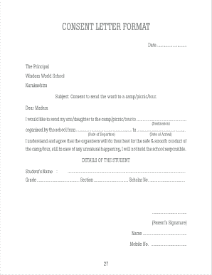 Fillable Online CONSENT LETTER FORMAT Fax Email Print - pdfFiller