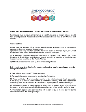 Fillable Online VISAS AND REQUIREMENTS TO VISIT MEXICO FOR TEMPORARY ...