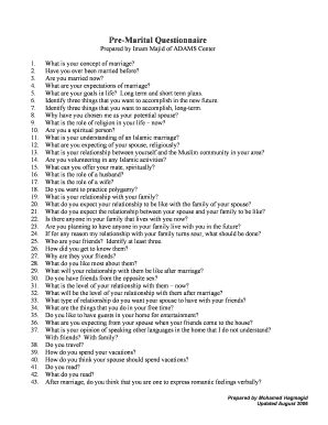 Fillable Online Pre-Marital Questionnaire Fax Email Print - pdfFiller