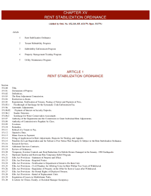 Fillable Online RENT STABILIZATION ORDINANCE Fax Email Print - pdfFiller